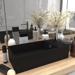 Badezimmer-Waschbecken,Handwaschbecken mit Überlauf Keramik Matt Schwarz vidaXL