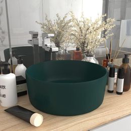 Luxuriöses Waschbecken,Handwaschbecken Rund Matt Dunkelgrün 40x15 cm Keramik vidaXL
