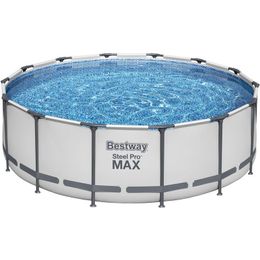 Bestway Steel Pro max™ Frame Pool Komplett-Set mit Filterpumpe ø 427 x 122 cm, lichtgrau, rund - Grau
