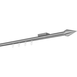ONDECO - Gardinenstange auf Maß Innenlauf 20mm Kegel 1-lauf Vorhangstange Deckenträger 1,1cm Stilgarnitur mit Gleiter für Vorhänge - Edelstahl-Optik