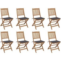 MAISONCHIC 8 Stk.Gartenstühle mit Kissen,Klappbare Relax-Sessel,Gartenmöbel Massivholz Akazie -85684