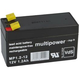 Multipower - Blei-Akku MP1,2-12 Pb 12V 1,2Ah VdS G107032, Faston 4,8