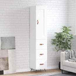 MAISONCHIC Sideboard Wohnzimmer-Anrichte,Highboard Weiß 34,5x34x180 cm Holzwerkstoff FSW77711