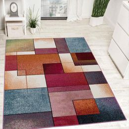 Paco Home - Designer Teppich Modern Bunt Karo Muster Multicolour Türkis Grün Fuchsia Meliert 120x170 cm