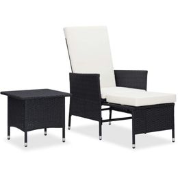 MAISONCHIC - 2-tlg. Garten-Lounge-Set Gartenmöbel-Set Terrassen-Sitzgruppe mit Kissen Poly Rattan Schwarz ZDEH66823