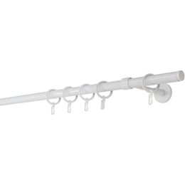 ONDECO - Gardinenstange auf Maß 20mm Match 1-lauf Vorhangstange Wandträger Deckenträger 14cm Stilgarnitur mit Ringen für Vorhänge - Weiß - 290cm