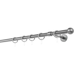 ONDECO - Gardinenstange auf Maß 20mm Ball 1-lauf Vorhangstange Wandträger Deckenträger 14cm Stilgarnitur mit Ringen für Vorhänge - Anthrazit - 290cm