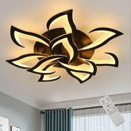Deckenleuchte Dimmbare Kreative Blumenform Deckenlampe 3000K-6000K Für Wohnzimmer Schlafzimmer Esszimmer Büro Schwarz