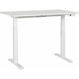 Beliani Schreibtisch Weiß Melamin 120x72cm Elektrisch Höhenverstellbar Rechteckig mit usb Metallgestell Flexibel Modern Büro Steh-Sitz-Tisch Stehtisch - Weiß