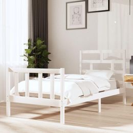 MAISONCHIC Massivholzbett Einzelbett Bett für Schlafzimmer Weiß Kiefer 90x190 cm 3FT Single DE10903