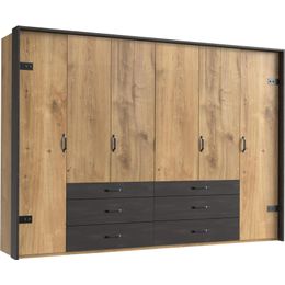 Kleiderschrank wimex "Detroit by fresh to go", beige (raw steel, metall), B:300cm H:218cm T:58cm, Schränke