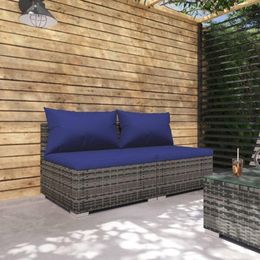 MAISONCHIC - 2-tlg. Garten-Lounge-Set Gartenmöbel-Set Terrassen-Sitzgruppe mit Kissen Poly Rattan Grau ZDEH70218