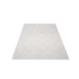 Teppich Carpet City "CLASICO 8927" Teppiche Gr. B/L: 200 cm x 290 cm, 11 mm, 1 St., beige (creme) Esszimmerteppiche Kurzflor, Hochtief-Muster 3D-Effekt Rauten, Fransen, Wohnzimmer