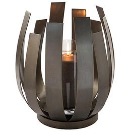 Windlicht Fink "ORFEA, Weihnachtsdeko" Kerzenhalter Gr. H: 30 cm, braun (antik bronzefarben) Windlichter Laternen aus Edelstahl inkl. Glaszylinder, verspielt und gradlinig