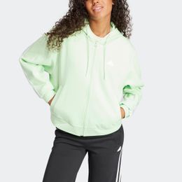 Kapuzensweatshirt adidas Sportswear "W FI 3S FZ HD" Gr. L, grün (semi green spark) Damen Sweatshirts