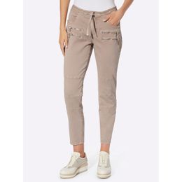 Bequeme Jeans Heine Gr. 40, Normalgrößen, beige (sesam) Damen Jeans Ankle 7/8