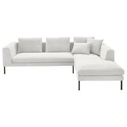 Ecksofa 3C Candy "Marango L-Form" Sofas Gr. B/H/T: 301cm x 83cm x 201cm, Feincord, Ottomane rechts, silberfarben (silber) Lose Rücken- und Sitzkissen, Feincord