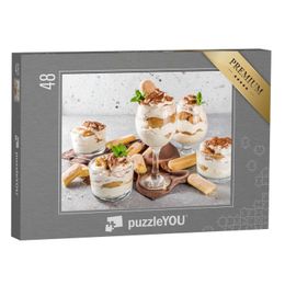 puzzleYOU Puzzle Tiramisu, eine italienische Nachspeise, 48 Puzzleteile, -Kollektionen Essen und Trinken