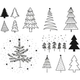 Heyda Stempel Stempel Set Weihnachtliche Motive, 10-11 Teile, Tannen, Tannen