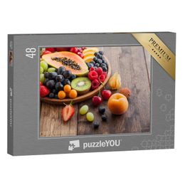 puzzleYOU Puzzle Frischer Obstteller mit köstlichen Früchten, 48 Puzzleteile, -Kollektionen Obst, Essen und Trinken