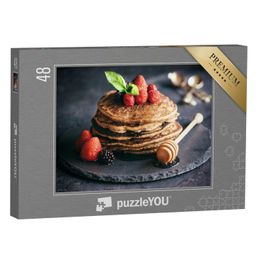 puzzleYOU Puzzle Buchweizenpfannkuchen mit Beerenfrüchten und Honig, 48 Puzzleteile, -Kollektionen Essen und Trinken