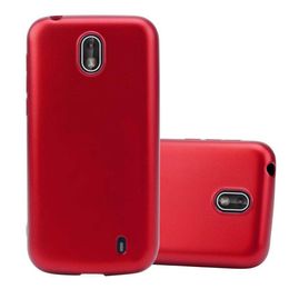 Cadorabo Handyhülle TPU Matt Metallic Nokia 1 2018, Flexible TPU Silikon Handy Schutzhülle - Hülle - ultra slim, rot, 6.78 cm, TPU Silikon