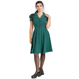 Hell Bunny A-Linien-Kleid Vera Lynn Grün Retro Vintage Swingkleid Rockabilly