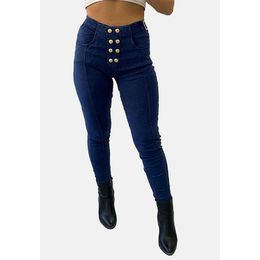 Holala Stoffhose Skinny Stretch Jeggings Jeans Stoffhose Chino Treggings 3751 in Blau