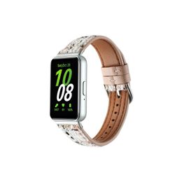 Wigento Smartwatch-Armband Für Samsung Galaxy Fit 3 hochwertige Design Wolle Leder Ersatz Armband