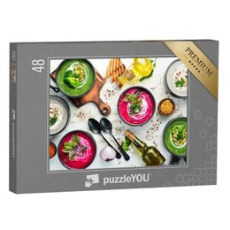 puzzleYOU Puzzle Auswahl an frisch zubereiteten Suppen, 48 Puzzleteile, -Kollektionen Essen und Trinken