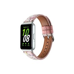 Wigento Smartwatch-Armband Für Samsung Galaxy Fit 3 hochwertige Design Wolle Leder Ersatz Armband