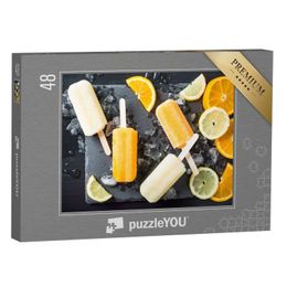 puzzleYOU Puzzle Hausgemachtes Fruchteis aus Orangen und Zitronen, 48 Puzzleteile, -Kollektionen Essen und Trinken