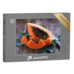 puzzleYOU Puzzle Papayascheiben, 48 Puzzleteile, -Kollektionen Obst, Essen und Trinken