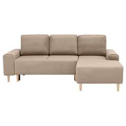 Ecksofa Inosign "Samu L-Form" Sofas Gr. B/H/T: 235cm x 93cm x 160cm, Samtoptik, Recamiere rechts, ohne Bettfunktion-ohne Bettkasten, beige wahlweise mit Bettfunktion und Bettkasten