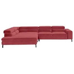 Ecksofa Gallery M BRANDED BY MUSTERRING "Felicia Due L-Form" Sofas Gr. B/H/T: 312 cm x 72 cm x 216 cm, Velours, mega-Recamiere links, mit Sitzvorzug manuell, rot (red) Wahlweise mit Sitzvorzug, inkl. Kopfteilverstellung, Sitzhöhe 43 cm