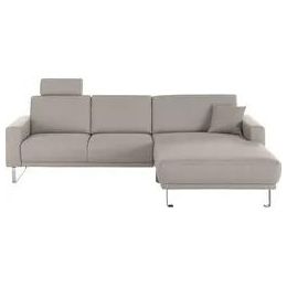 Ecksofa Places of Style "Apiro L-Form" Sofas Gr. B/H/T: 278cm x 87cm x 171cm, Flachgewebe, Ottomane rechts, mit Sitzvorzug motorisch, beige