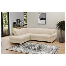 Ecksofa Home Affaire "Yesterday L-Form" Sofas Gr. B/H/T: 254cm x 80cm x 186cm, Cord, Ottomane links, mit Bettfunktion, beige (creme) wahlweise mit Bettfunktion, auch in Cord