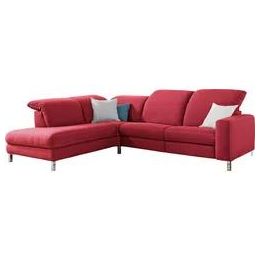 Ecksofa 3C Candy "L-Form" Sofas Gr. B/H/T: 284cm x 84cm x 241cm, Struktur, Ottomane links, Mit Relaxfunktion, rot Polsterecke, wahlweise mit Relaxfunktion