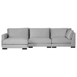 Ecksofa LeGer Home by Lena Gercke "Tvinna L-Form" Sofas Gr. B/H/T: 306cm x 76cm x 151cm, Samtoptik, Recamiere links, grau (hellgrau) Modulsofa, bestehend aus Eckteil, Recamiere und Mittelteil