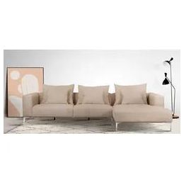 Guido Maria Kretschmer Home & Living Ecksofa GUIDO MARIA KRETSCHMER HOME & LIVING "JANTE L-Form" Sofas Gr. B/H/T: 332cm x 85cm x 175cm, Cord, Recamiere rechts, beige (sand) wahlweise Recamiere links oder rechts, mit Chromfüßen