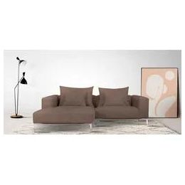 Guido Maria Kretschmer Home & Living Ecksofa GUIDO MARIA KRETSCHMER HOME & LIVING "JANTE L-Form" Sofas Gr. B/H/T: 233cm x 85cm x 172cm, Cord, Recamiere links, grau (taupe) wahlweise Recamiere links oder rechts, mit Chromfüßen