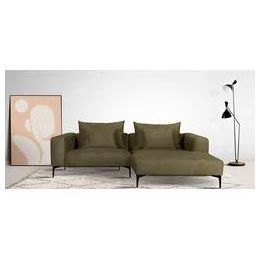 Guido Maria Kretschmer Home & Living Ecksofa GUIDO MARIA KRETSCHMER HOME & LIVING "BENTE L-Form" Sofas Gr. B/H/T: 233cm x 85cm x 172cm, Velvet, Recamiere rechts, grün (rifle green) wahlweise Recamiere links oder rechts, mit schwarzen Metallfüßen