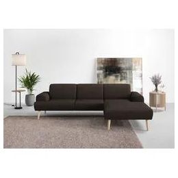 Ecksofa Andas "Swift L-Form" Sofas Gr. B/H/T: 292cm x 83cm x 176cm, Struktur, Recamiere rechts, braun (dunkelbraun) Federkern-Polsterung, BTH: 29283176 cm