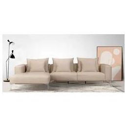 Guido Maria Kretschmer Home & Living Ecksofa GUIDO MARIA KRETSCHMER HOME & LIVING "JANTE L-Form" Sofas Gr. B/H/T: 332cm x 85cm x 175cm, Velours, Recamiere links, grau (taupe) wahlweise Recamiere links oder rechts, mit Chromfüßen