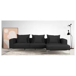 Guido Maria Kretschmer Home & Living Ecksofa GUIDO MARIA KRETSCHMER HOME & LIVING "JANTE L-Form" Sofas Gr. B/H/T: 332cm x 85cm x 175cm, Velours, Recamiere rechts, grau (anthrazit) wahlweise Recamiere links oder rechts, mit Chromfüßen