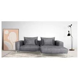 Guido Maria Kretschmer Home & Living Ecksofa GUIDO MARIA KRETSCHMER HOME & LIVING "JANTE L-Form" Sofas Gr. B/H/T: 233cm x 85cm x 172cm, Velvet, Recamiere rechts, grau (steel grau) wahlweise Recamiere links oder rechts, mit Chromfüßen