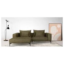 Guido Maria Kretschmer Home & Living Ecksofa GUIDO MARIA KRETSCHMER HOME & LIVING "BENTE L-Form" Sofas Gr. B/H/T: 233cm x 85cm x 172cm, Velvet, Recamiere links, grün (rifle green) wahlweise Recamiere links oder rechts, mit schwarzen Metallfüßen