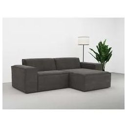 Ecksofa RAUM.ID "Norvid" Sofas Gr. B/H/T: 225cm x 75cm x 153cm, Struktur weich, Chaiselongue rechts, mit Komfortschaum, grau (dark gray) modular, wahlweise mit Kaltschaum, Komfortschaum oder Taschenfederkern