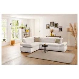 Ecksofa Inosign "Avesa L-Form" Sofas Gr. B/H/T: 275cm x 80cm x 211cm, Struktur weich, langer Schenkel rechts-Bettfunktion rechts, mit Armteilverstellung-mit Schlaffunktion, beige (creme) Wahlweise mit Arm- und Bettfunktion, BTH: 27521180 cm