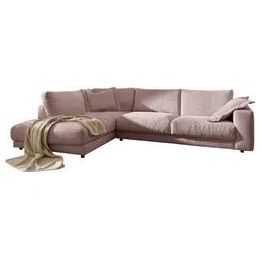 Ecksofa Places of Style "Enisa XXL B/T/H: 325/224/85 cm L-Form" Sofas Gr. B: 325cm, Cord, Recamiere links, rosa (rosé) Kuschelig, gemütlich, in 5 Farben, Bezug Cord, mit 2 Zierkissen